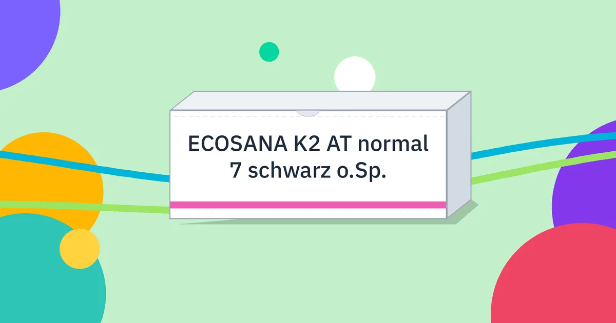 Symbolbild: Packung mit der Aufschrift ECOSANA K2 AT normal 7 schwarz o.Sp. (PZN 01566146) – Verfügbarkeit und Bezug in Apotheken in Frankfurt am Main