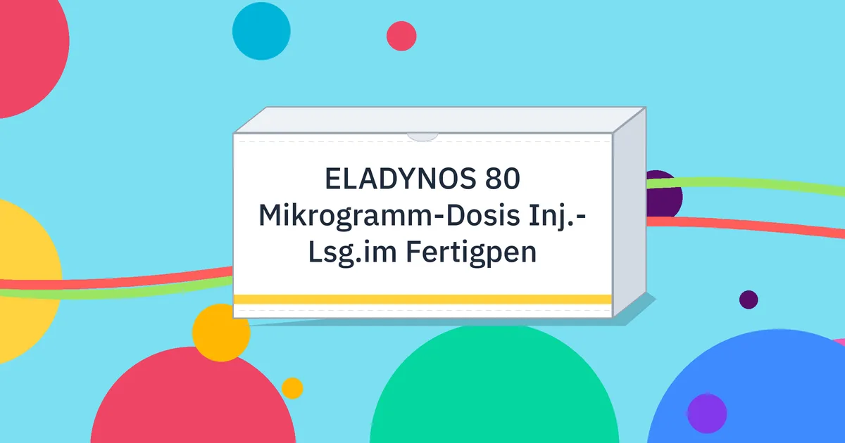 Symbolbild: Packung mit der Aufschrift ELADYNOS 80 Mikrogramm-Dosis Inj.-Lsg.im Fertigpen (PZN 20195282) – Verfügbarkeit und Bezug in Apotheken in Frankfurt am Main