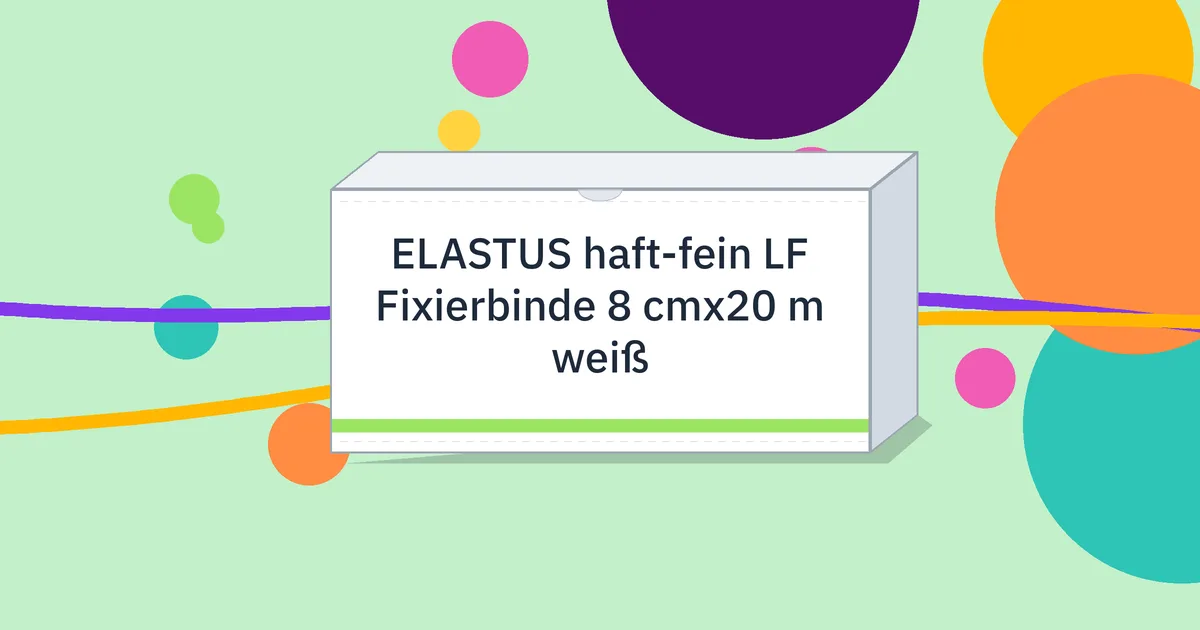 Symbolbild: Packung mit der Aufschrift ELASTUS haft-fein LF Fixierbinde 8 cmx20 m weiß (PZN 16678690) – Verfügbarkeit und Bezug in Apotheken in Frankfurt am Main