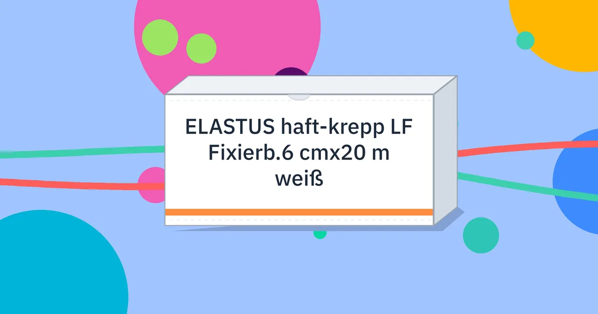 Symbolbild: Packung mit der Aufschrift ELASTUS haft-krepp LF Fixierb.6 cmx20 m weiß (PZN 16678394) – Verfügbarkeit und Bezug in Apotheken in Frankfurt am Main