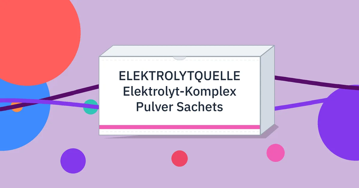 Symbolbild: Packung mit der Aufschrift ELEKTROLYTQUELLE Elektrolyt-Komplex Pulver Sachets (PZN 19745659) – Verfügbarkeit und Bezug in Apotheken in Frankfurt am Main