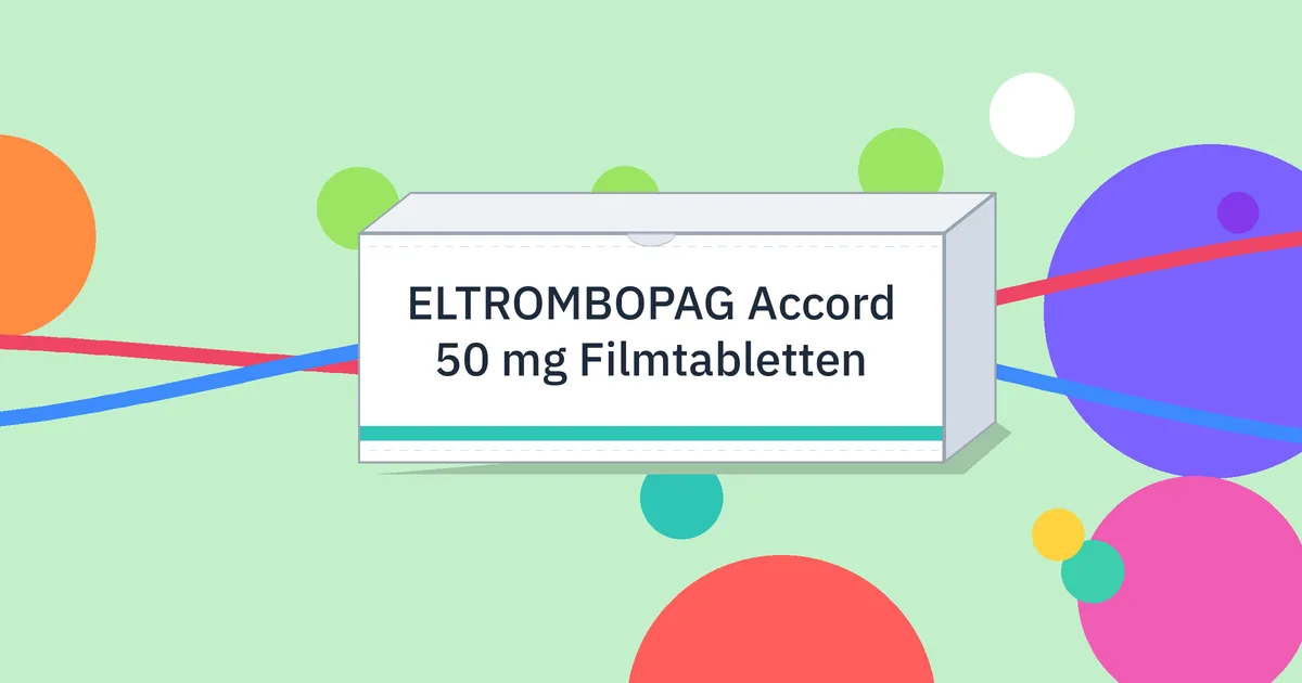 Symbolbild: Packung mit der Aufschrift ELTROMBOPAG Accord 50 mg Filmtabletten (PZN 19662620) – Verfügbarkeit und Bezug in Apotheken in Frankfurt am Main