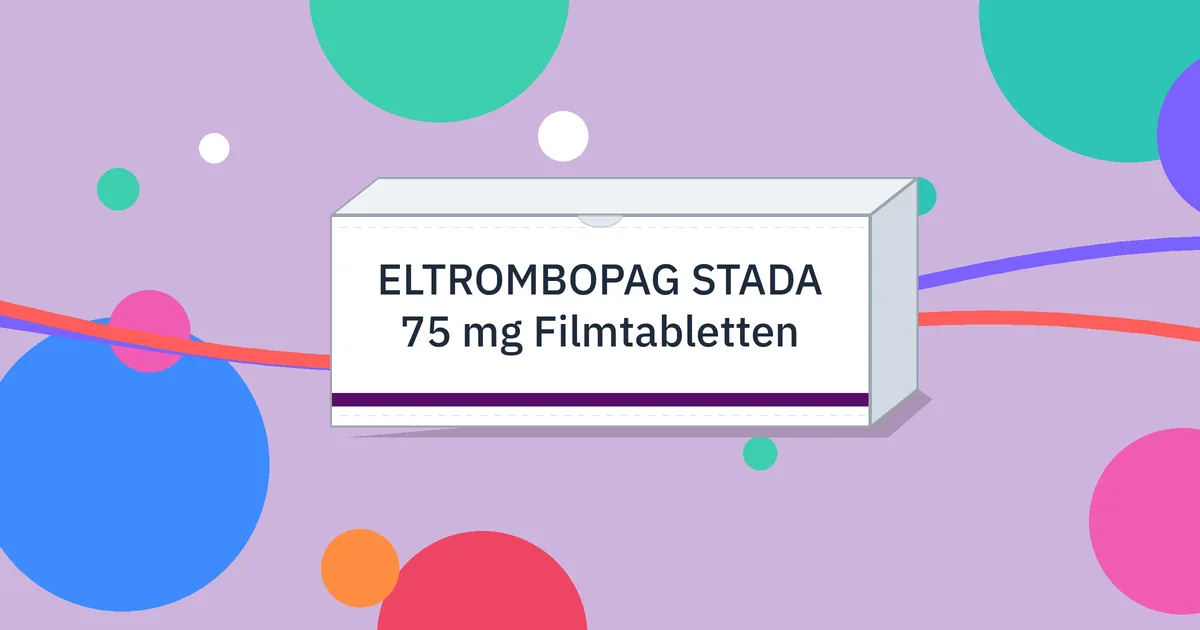 Symbolbild: Packung mit der Aufschrift ELTROMBOPAG STADA 75 mg Filmtabletten (PZN 19274786) – Verfügbarkeit und Bezug in Apotheken in Frankfurt am Main