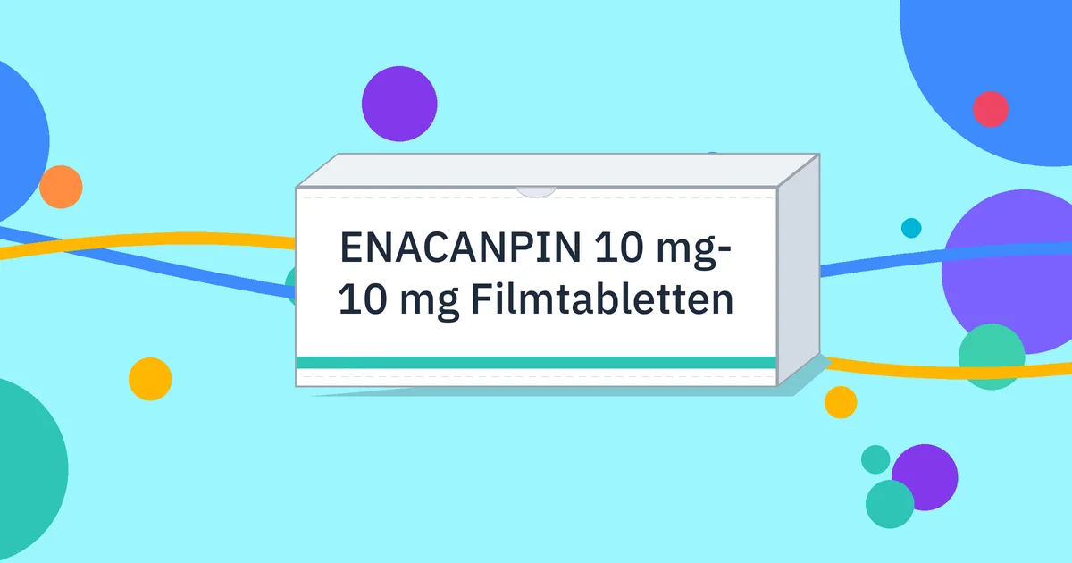 Symbolbild: Packung mit der Aufschrift ENACANPIN 10 mg-10 mg Filmtabletten (PZN 12529504) – Verfügbarkeit und Bezug in Apotheken in Frankfurt am Main