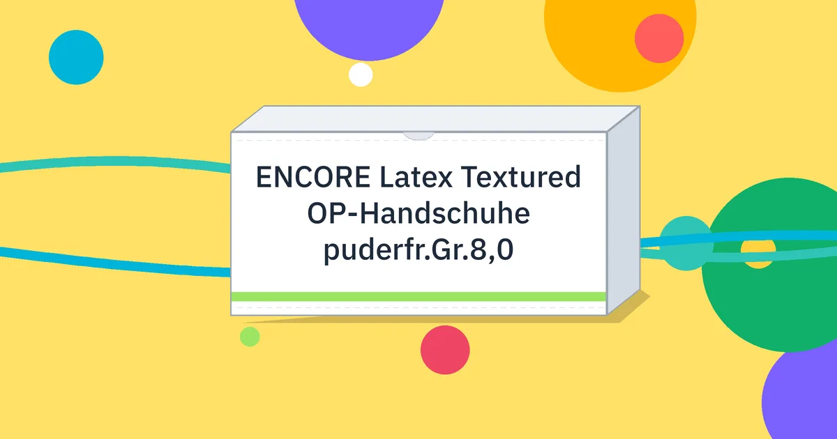 Symbolbild: Packung mit der Aufschrift ENCORE Latex Textured OP-Handschuhe puderfr.Gr.8,0 (PZN 13164252) – Verfügbarkeit und Bezug in Apotheken in Frankfurt am Main