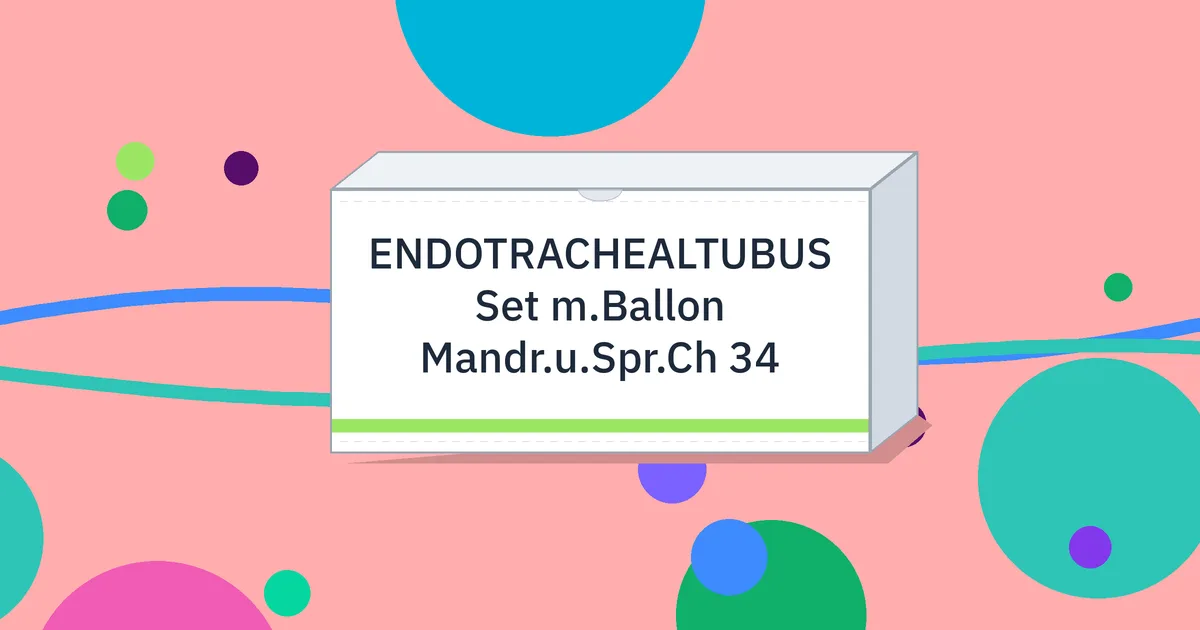 Symbolbild: Packung mit der Aufschrift ENDOTRACHEALTUBUS Set m.Ballon Mandr.u.Spr.Ch 34 (PZN 12453333) – Verfügbarkeit und Bezug in Apotheken in Frankfurt am Main