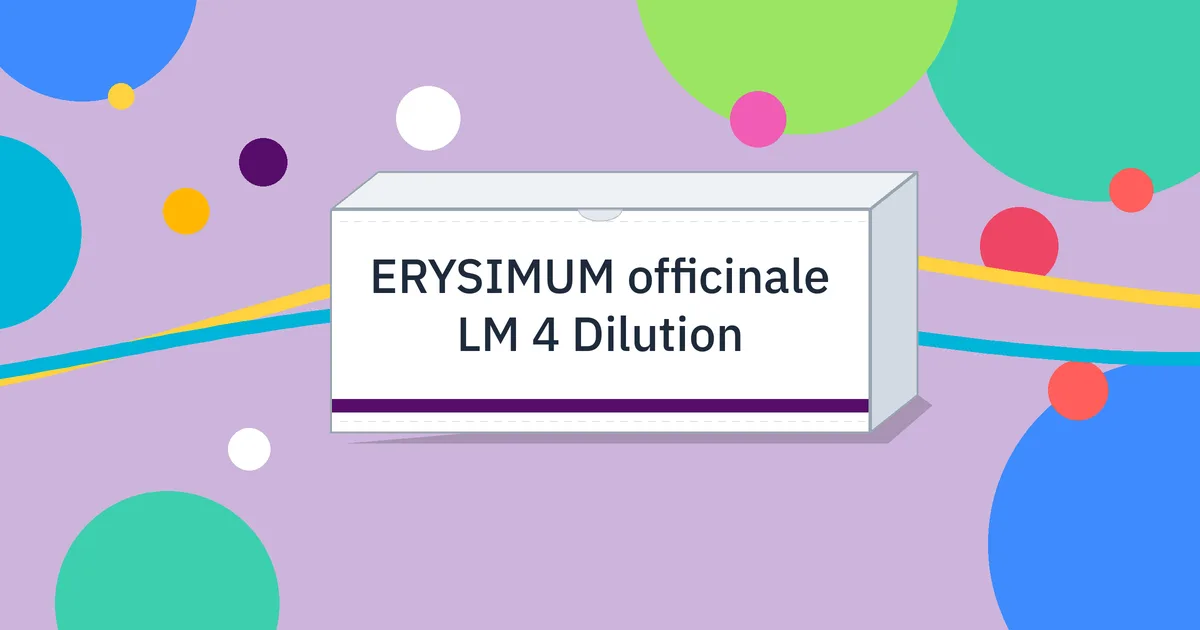 Symbolbild: Packung mit der Aufschrift ERYSIMUM officinale LM 4 Dilution (PZN 13479375) – Verfügbarkeit und Bezug in Apotheken in Frankfurt am Main