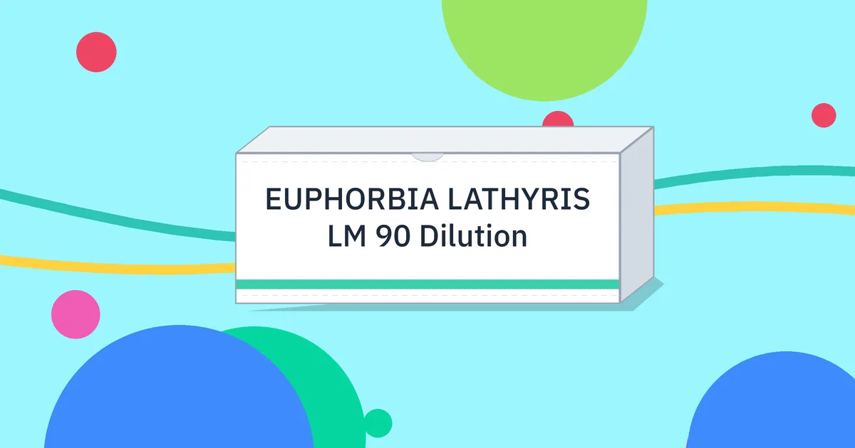 Symbolbild: Packung mit der Aufschrift EUPHORBIA LATHYRIS LM 90 Dilution (PZN 13482578) – Verfügbarkeit und Bezug in Apotheken in Frankfurt am Main