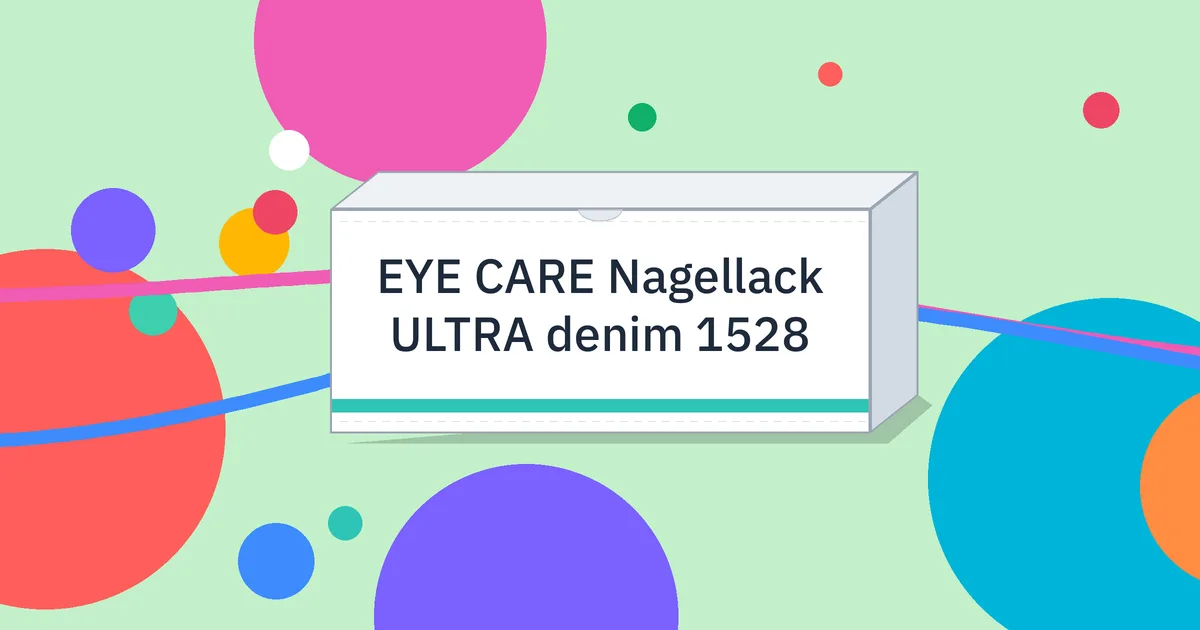 Symbolbild: Packung mit der Aufschrift EYE CARE Nagellack ULTRA denim 1528 (PZN 04333589) – Verfügbarkeit und Bezug in Apotheken in Frankfurt am Main