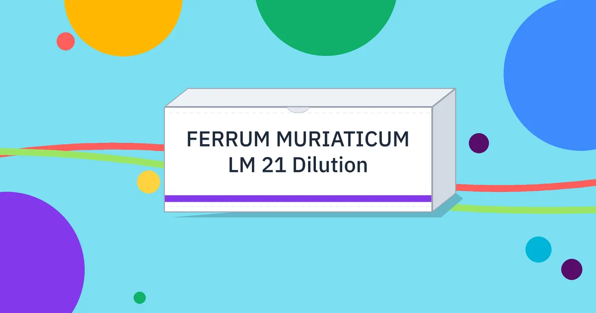 Symbolbild: Packung mit der Aufschrift FERRUM MURIATICUM LM 21 Dilution (PZN 12850850) – Verfügbarkeit und Bezug in Apotheken in Frankfurt am Main