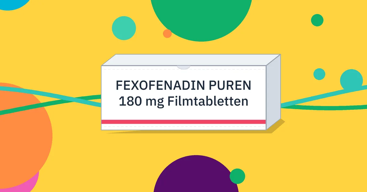 Symbolbild: Packung mit der Aufschrift FEXOFENADIN PUREN 180 mg Filmtabletten (PZN 19398175) – Verfügbarkeit und Bezug in Apotheken in Frankfurt am Main