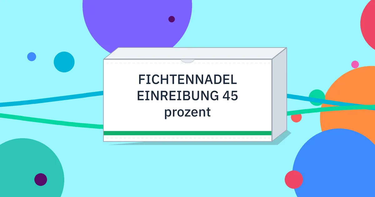 Symbolbild: Packung mit der Aufschrift FICHTENNADEL EINREIBUNG 45 prozent (PZN 05501675) – Verfügbarkeit und Bezug in Apotheken in Frankfurt am Main