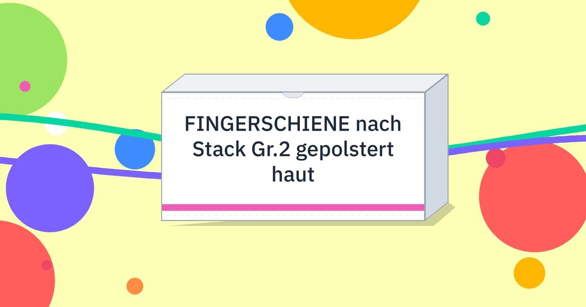 Symbolbild: Packung mit der Aufschrift FINGERSCHIENE nach Stack Gr.2 gepolstert haut (PZN 07013106) – Verfügbarkeit und Bezug in Apotheken in Frankfurt am Main
