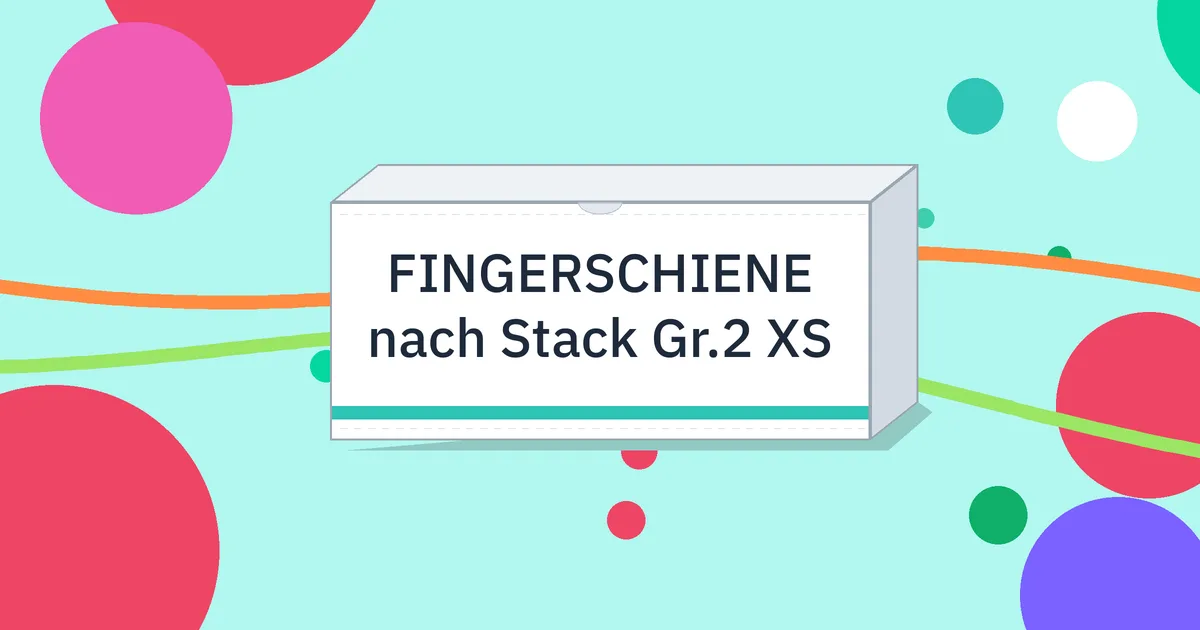 Symbolbild: Packung mit der Aufschrift FINGERSCHIENE nach Stack Gr.2 XS (PZN 10197386) – Verfügbarkeit und Bezug in Apotheken in Frankfurt am Main
