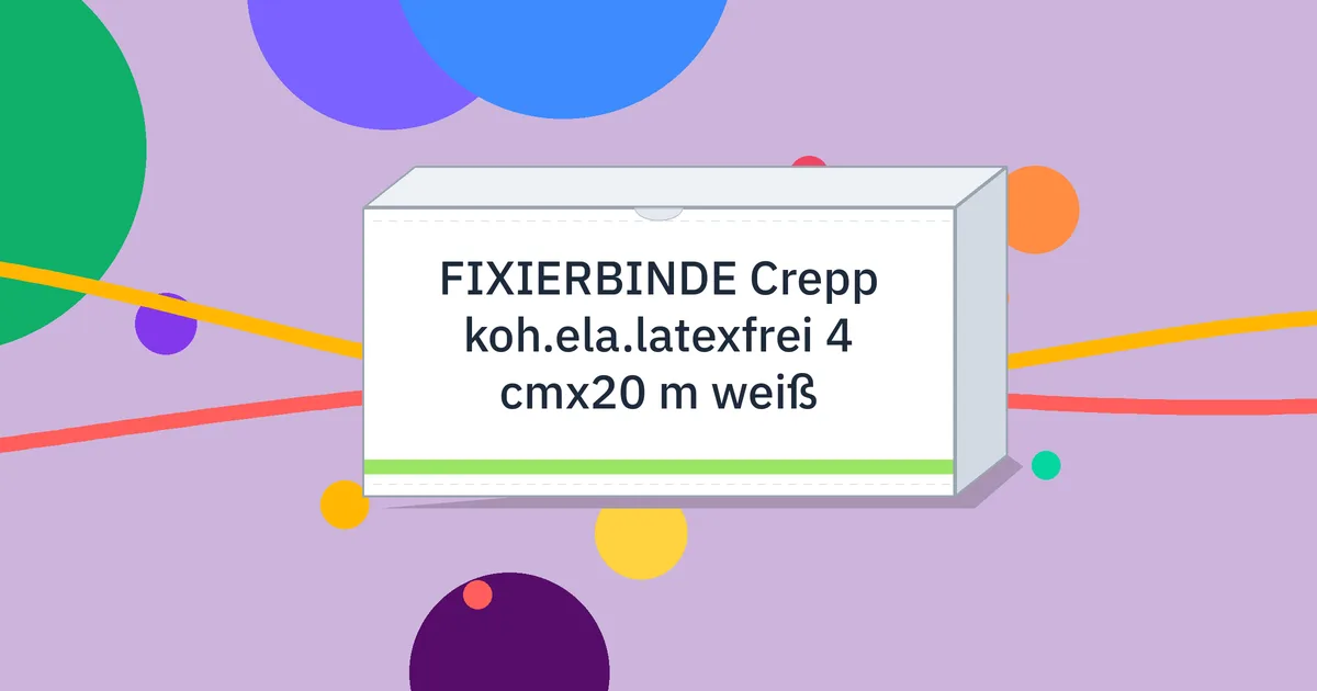 Symbolbild: Packung mit der Aufschrift FIXIERBINDE Crepp koh.ela.latexfrei 4 cmx20 m weiß (PZN 12397735) – Verfügbarkeit und Bezug in Apotheken in Frankfurt am Main