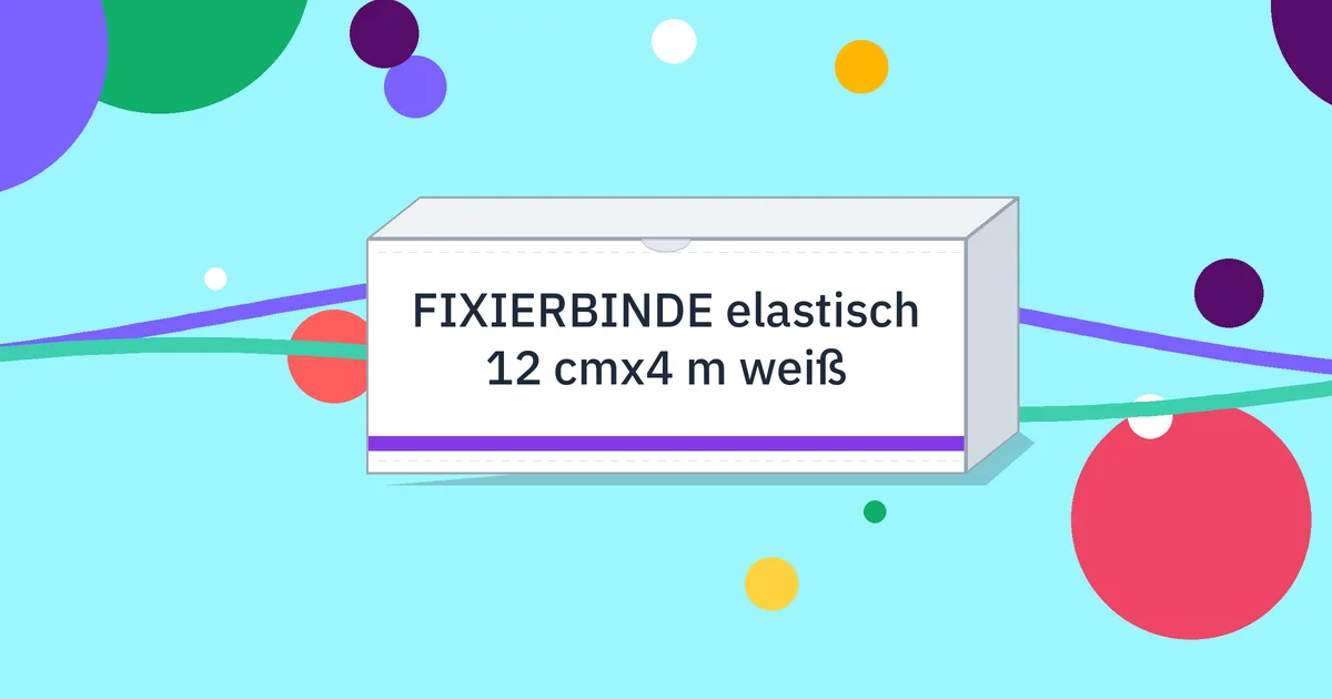 Symbolbild: Packung mit der Aufschrift FIXIERBINDE elastisch 12 cmx4 m weiß (PZN 01960311) – Verfügbarkeit und Bezug in Apotheken in Frankfurt am Main