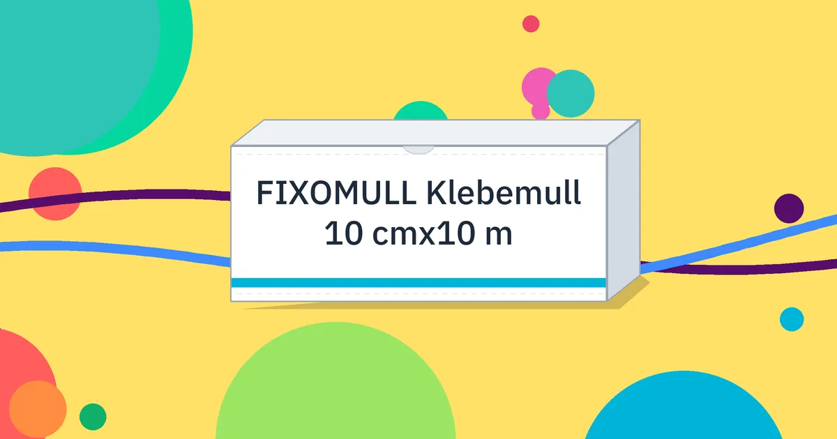 Symbolbild: Packung mit der Aufschrift FIXOMULL Klebemull 10 cmx10 m (PZN 20371879) – Verfügbarkeit und Bezug in Apotheken in Frankfurt am Main