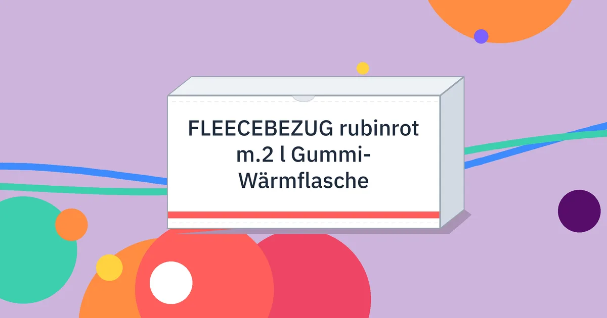 Symbolbild: Packung mit der Aufschrift FLEECEBEZUG rubinrot m.2 l Gummi-Wärmflasche (PZN 12358563) – Verfügbarkeit und Bezug in Apotheken in Frankfurt am Main