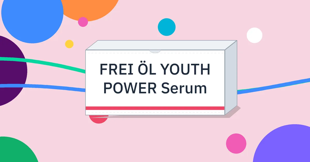 Symbolbild: Packung mit der Aufschrift FREI ÖL YOUTH POWER Serum (PZN 18501607) – Verfügbarkeit und Bezug in Apotheken in Frankfurt am Main