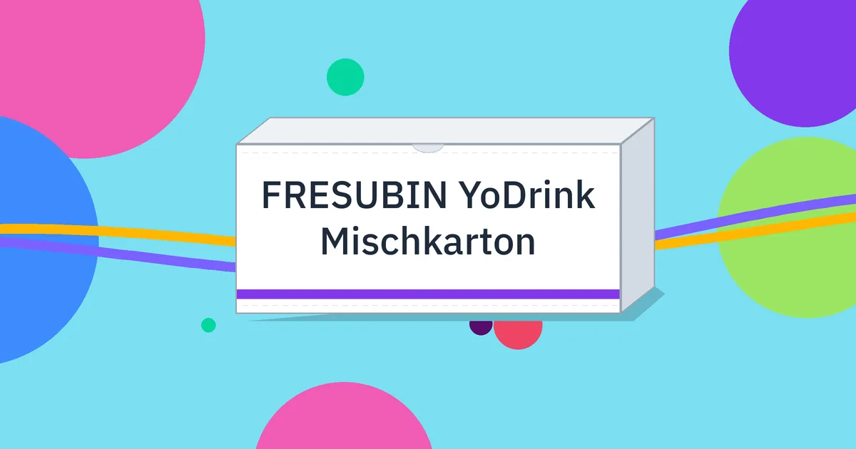 Symbolbild: Packung mit der Aufschrift FRESUBIN YoDrink Mischkarton (PZN 11522090) – Verfügbarkeit und Bezug in Apotheken in Frankfurt am Main