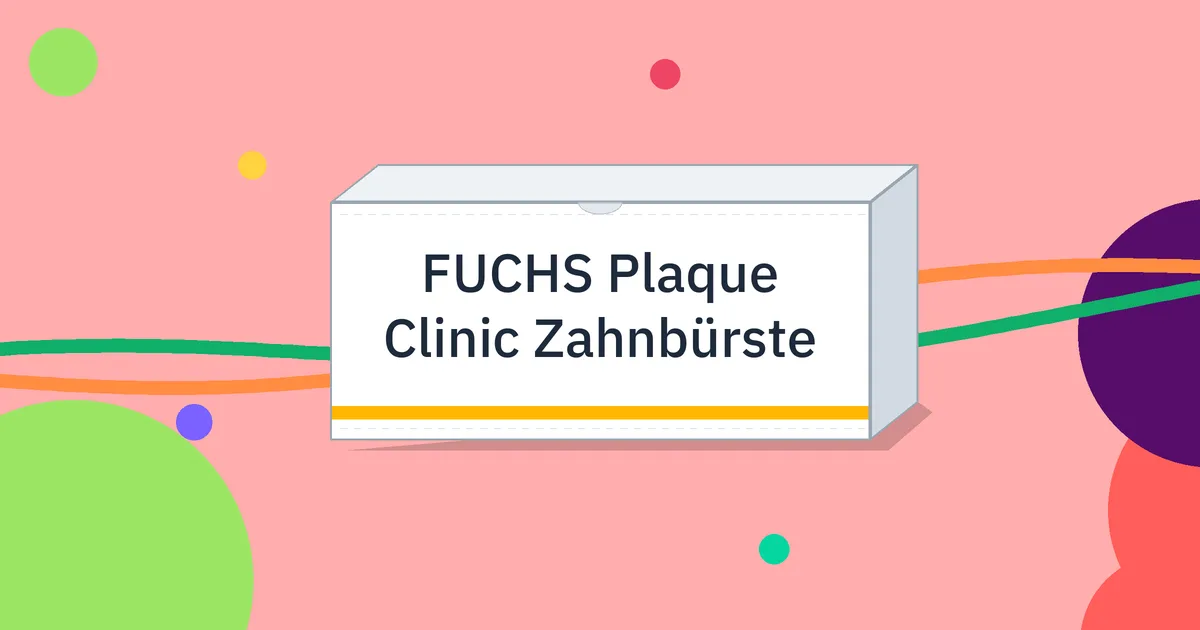 Symbolbild: Packung mit der Aufschrift FUCHS Plaque Clinic Zahnbürste (PZN 00321460) – Verfügbarkeit und Bezug in Apotheken in Frankfurt am Main