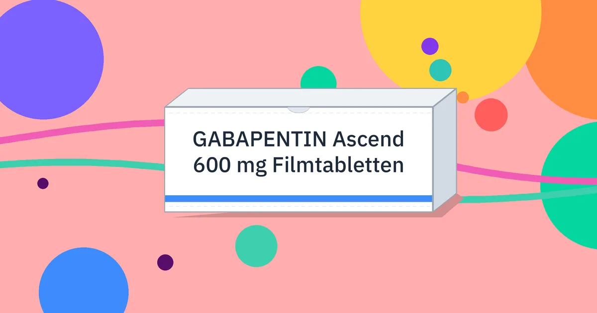 Symbolbild: Packung mit der Aufschrift GABAPENTIN Ascend 600 mg Filmtabletten (PZN 18325487) – Verfügbarkeit und Bezug in Apotheken in Frankfurt am Main