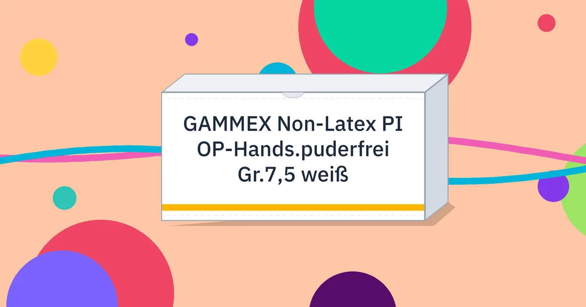 Symbolbild: Packung mit der Aufschrift GAMMEX Non-Latex PI OP-Hands.puderfrei Gr.7,5 weiß (PZN 11614656) – Verfügbarkeit und Bezug in Apotheken in Frankfurt am Main