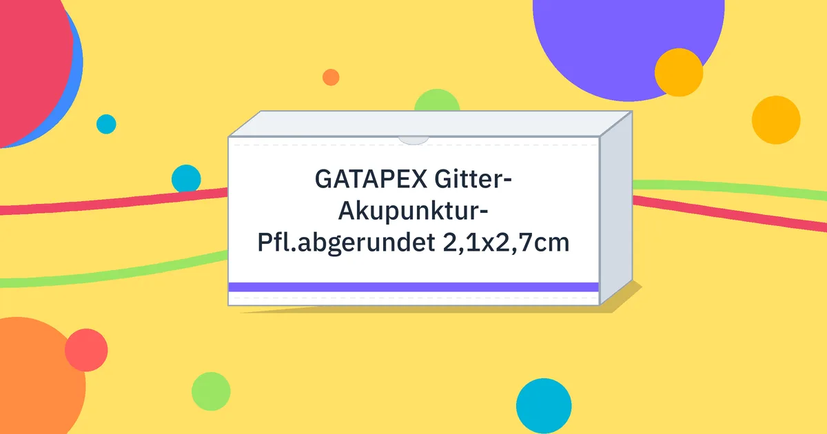 Symbolbild: Packung mit der Aufschrift GATAPEX Gitter-Akupunktur-Pfl.abgerundet 2,1x2,7cm (PZN 12420486) – Verfügbarkeit und Bezug in Apotheken in Frankfurt am Main