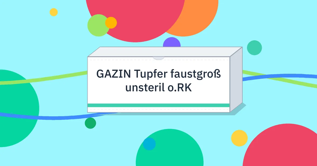 Symbolbild: Packung mit der Aufschrift GAZIN Tupfer faustgroß unsteril o.RK (PZN 01369061) – Verfügbarkeit und Bezug in Apotheken in Frankfurt am Main