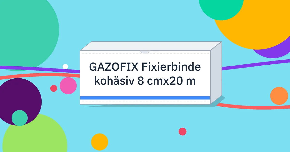 Symbolbild: Packung mit der Aufschrift GAZOFIX Fixierbinde kohäsiv 8 cmx20 m (PZN 11587853) – Verfügbarkeit und Bezug in Apotheken in Frankfurt am Main
