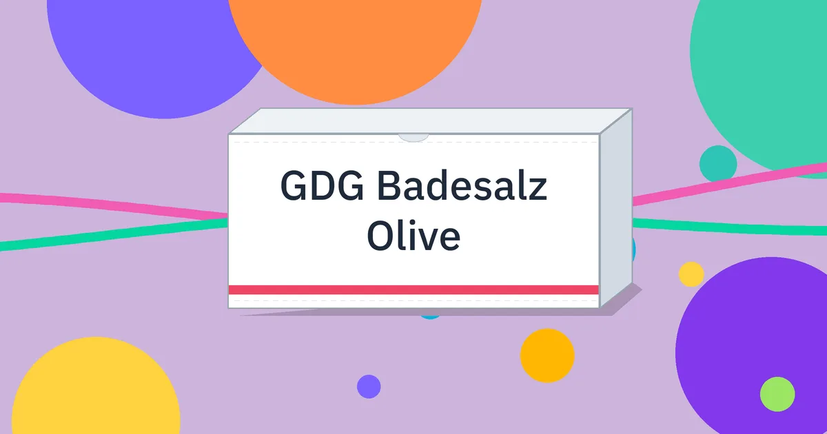 Symbolbild: Packung mit der Aufschrift GDG Badesalz Olive (PZN 18448586) – Verfügbarkeit und Bezug in Apotheken in Frankfurt am Main