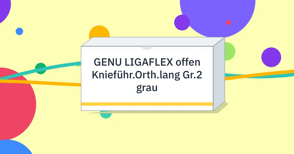 Symbolbild: Packung mit der Aufschrift GENU LIGAFLEX offen Knieführ.Orth.lang Gr.2 grau (PZN 13980359) – Verfügbarkeit und Bezug in Apotheken in Frankfurt am Main