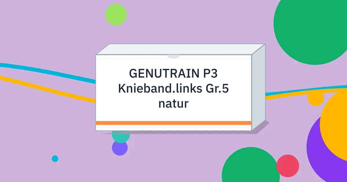 Symbolbild: Packung mit der Aufschrift GENUTRAIN P3 Knieband.links Gr.5 natur (PZN 01284844) – Verfügbarkeit und Bezug in Apotheken in Frankfurt am Main