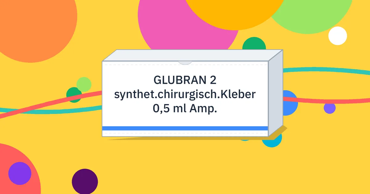 Symbolbild: Packung mit der Aufschrift GLUBRAN 2 synthet.chirurgisch.Kleber 0,5 ml Amp. (PZN 11031854) – Verfügbarkeit und Bezug in Apotheken in Frankfurt am Main