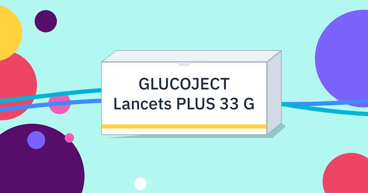 Symbolbild: Packung mit der Aufschrift GLUCOJECT Lancets PLUS 33 G (PZN 18054634) – Verfügbarkeit und Bezug in Apotheken in Frankfurt am Main