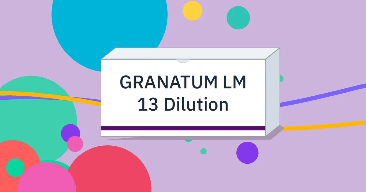 Symbolbild: Packung mit der Aufschrift GRANATUM LM 13 Dilution (PZN 13546048) – Verfügbarkeit und Bezug in Apotheken in Frankfurt am Main