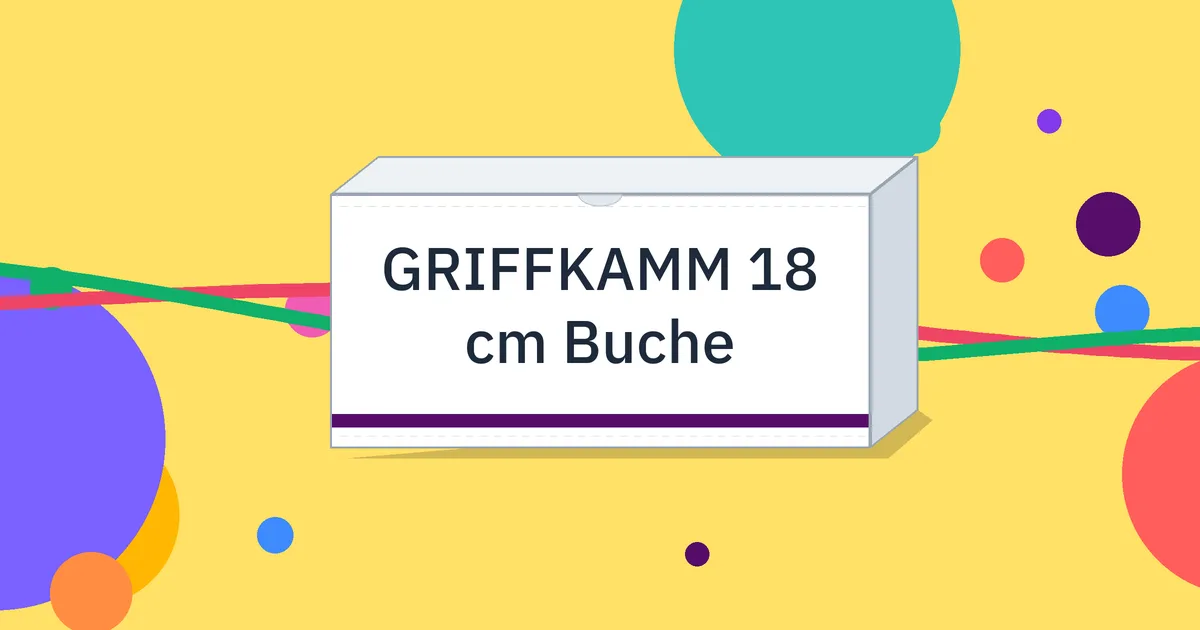 Symbolbild: Packung mit der Aufschrift GRIFFKAMM 18 cm Buche (PZN 17289878) – Verfügbarkeit und Bezug in Apotheken in Frankfurt am Main