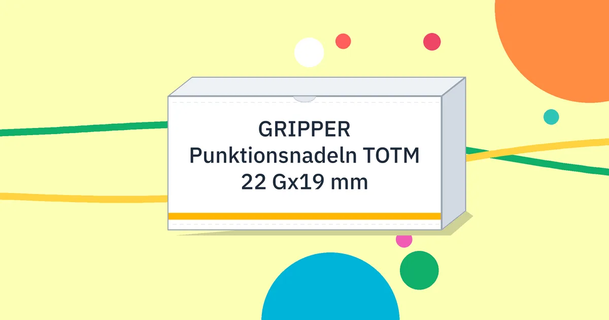 Symbolbild: Packung mit der Aufschrift GRIPPER Punktionsnadeln TOTM 22 Gx19 mm (PZN 06101133) – Verfügbarkeit und Bezug in Apotheken in Frankfurt am Main