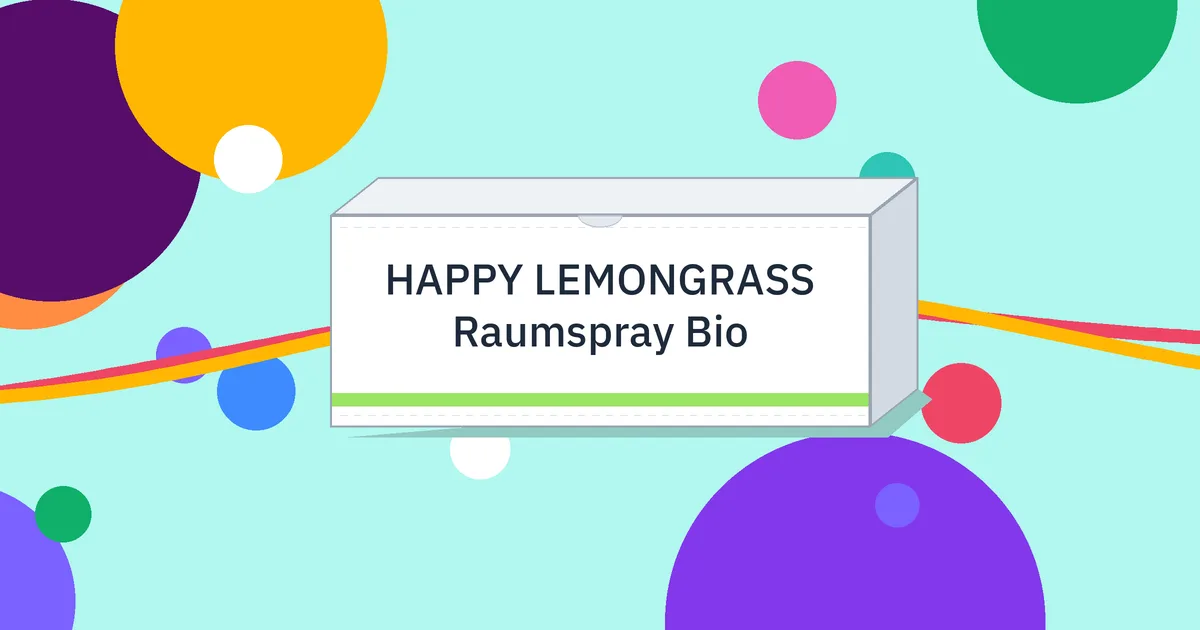 Symbolbild: Packung mit der Aufschrift HAPPY LEMONGRASS Raumspray Bio (PZN 15394720) – Verfügbarkeit und Bezug in Apotheken in Frankfurt am Main