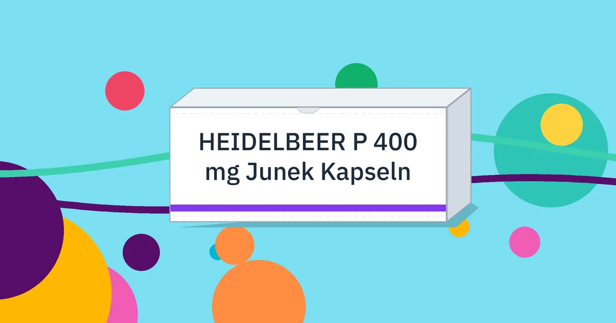 Symbolbild: Packung mit der Aufschrift HEIDELBEER P 400 mg Junek Kapseln (PZN 10336310) – Verfügbarkeit und Bezug in Apotheken in Frankfurt am Main