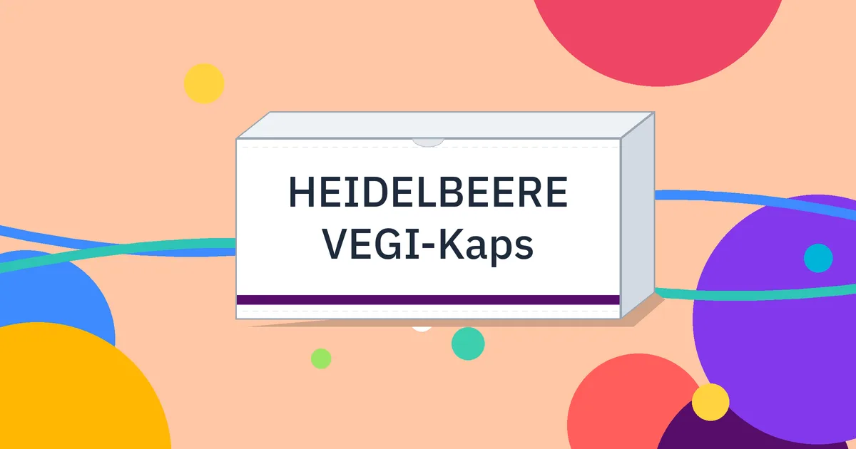 Symbolbild: Packung mit der Aufschrift HEIDELBEERE VEGI-Kaps (PZN 13965348) – Verfügbarkeit und Bezug in Apotheken in Frankfurt am Main