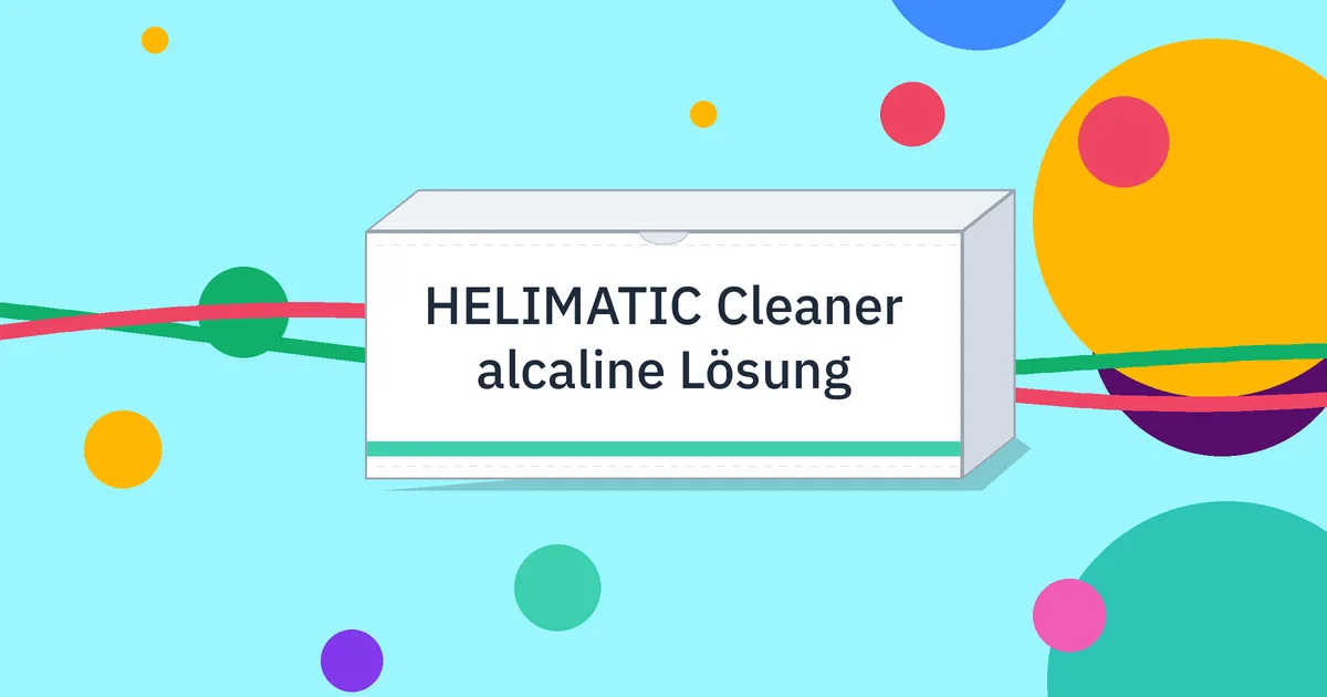 Symbolbild: Packung mit der Aufschrift HELIMATIC Cleaner alcaline Lösung (PZN 03481017) – Verfügbarkeit und Bezug in Apotheken in Frankfurt am Main