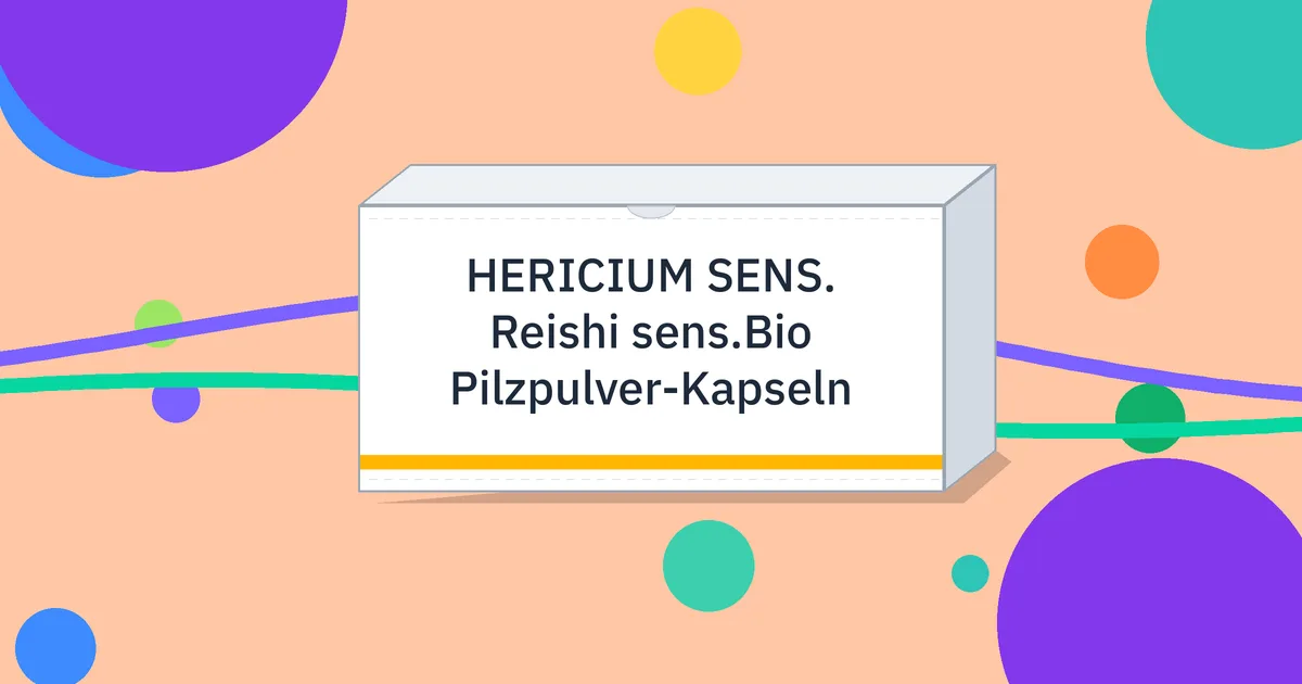 Symbolbild: Packung mit der Aufschrift HERICIUM SENS. Reishi sens.Bio Pilzpulver-Kapseln (PZN 19710508) – Verfügbarkeit und Bezug in Apotheken in Frankfurt am Main