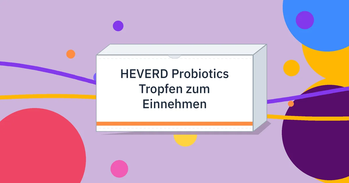 Symbolbild: Packung mit der Aufschrift HEVERD Probiotics Tropfen zum Einnehmen (PZN 19891792) – Verfügbarkeit und Bezug in Apotheken in Frankfurt am Main