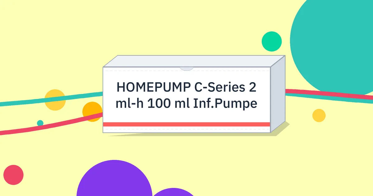 Symbolbild: Packung mit der Aufschrift HOMEPUMP C-Series 2 ml-h 100 ml Inf.Pumpe (PZN 10625818) – Verfügbarkeit und Bezug in Apotheken in Frankfurt am Main