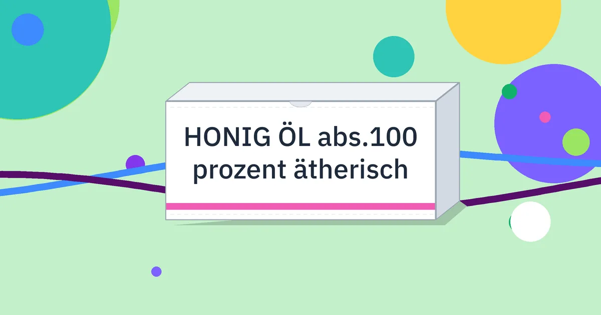 Symbolbild: Packung mit der Aufschrift HONIG ÖL abs.100 prozent ätherisch (PZN 01993291) – Verfügbarkeit und Bezug in Apotheken in Frankfurt am Main