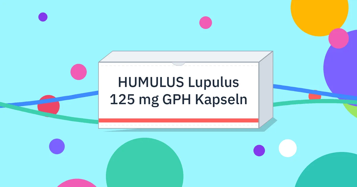 Symbolbild: Packung mit der Aufschrift HUMULUS Lupulus 125 mg GPH Kapseln (PZN 09645454) – Verfügbarkeit und Bezug in Apotheken in Frankfurt am Main