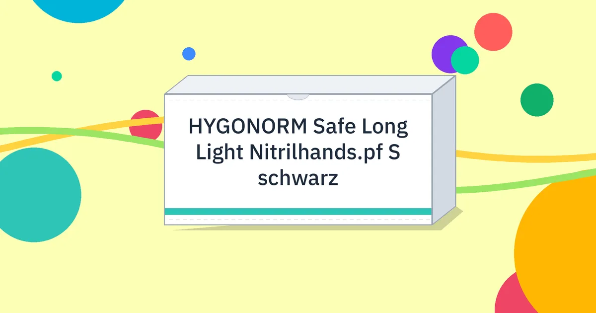 Symbolbild: Packung mit der Aufschrift HYGONORM Safe Long Light Nitrilhands.pf S schwarz (PZN 20772058) – Verfügbarkeit und Bezug in Apotheken in Frankfurt am Main