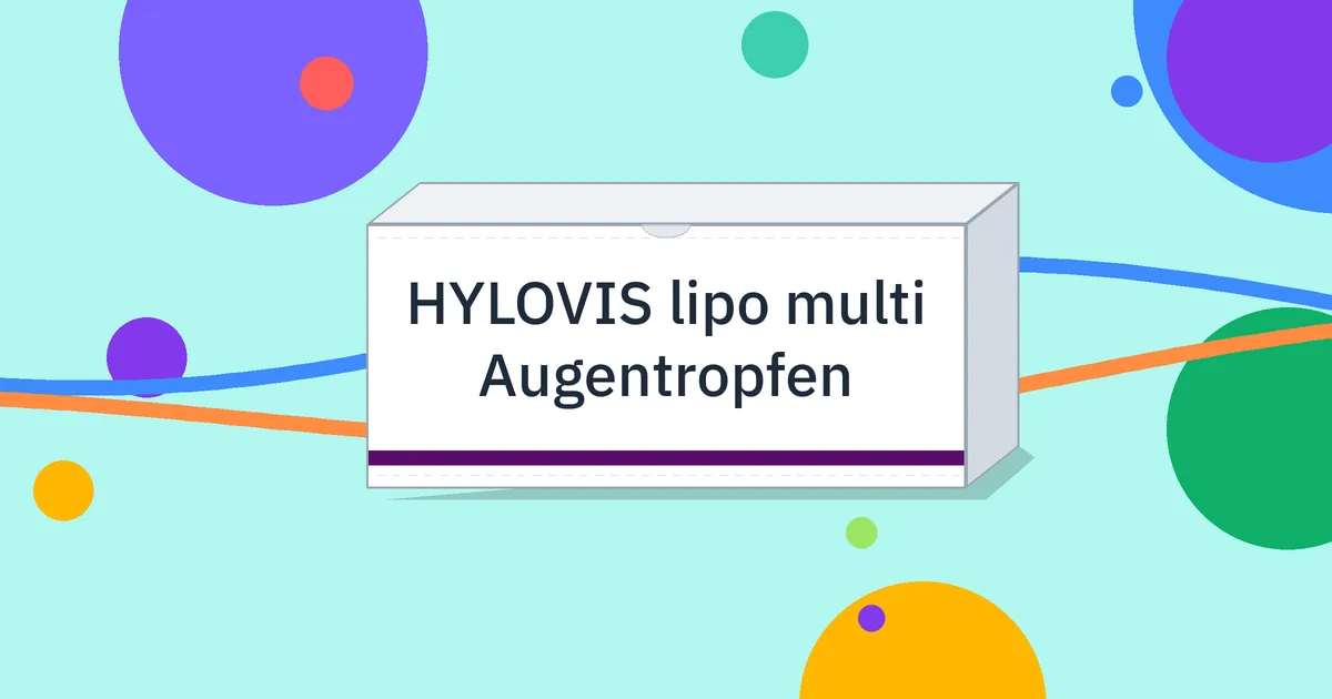 Symbolbild: Packung mit der Aufschrift HYLOVIS lipo multi Augentropfen (PZN 15815452) – Verfügbarkeit und Bezug in Apotheken in Frankfurt am Main