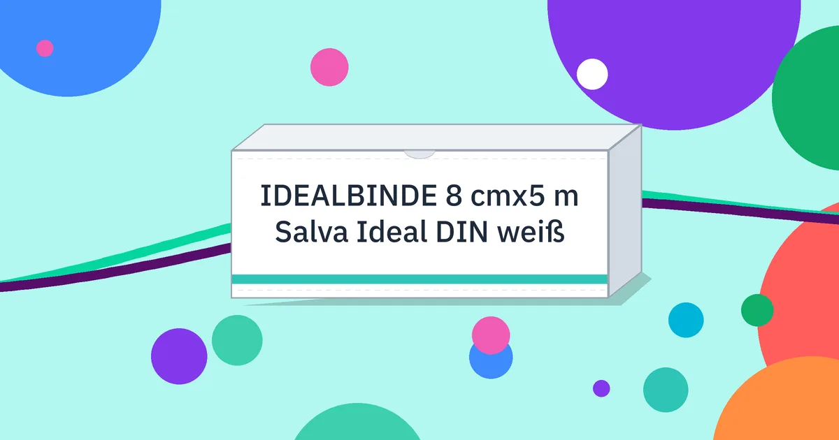 Symbolbild: Packung mit der Aufschrift IDEALBINDE 8 cmx5 m Salva Ideal DIN weiß (PZN 17152317) – Verfügbarkeit und Bezug in Apotheken in Frankfurt am Main